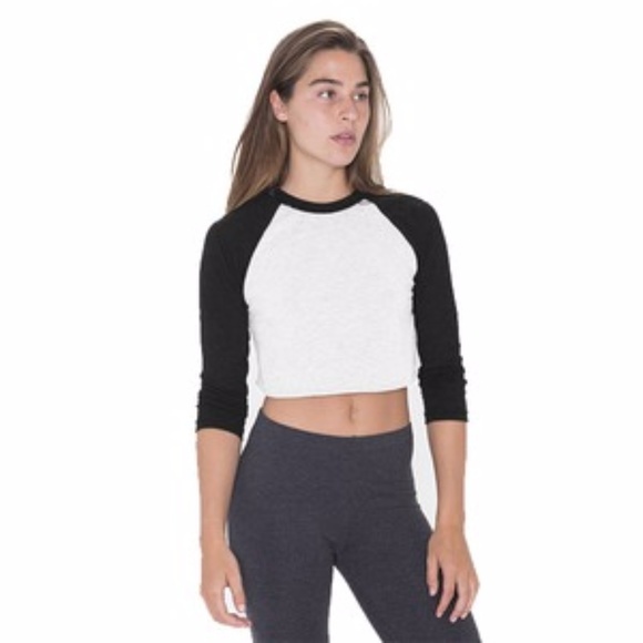 American Apparel | Tops | American Apparel Cropped Baseball Tee | Poshmark